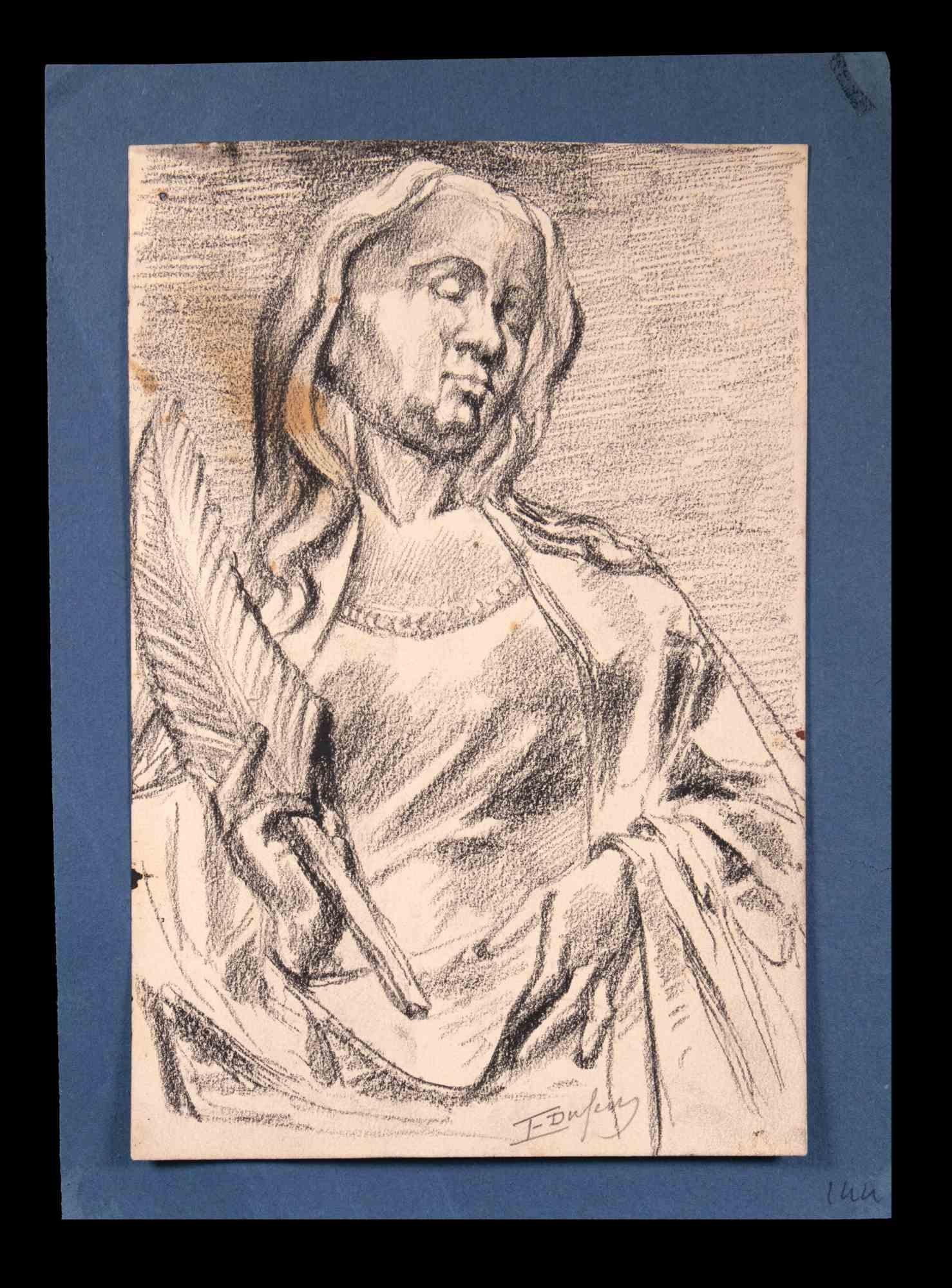 Edouard Dufeu - Profile - Original Charcoal Drawing By Edouard Dufeu ...