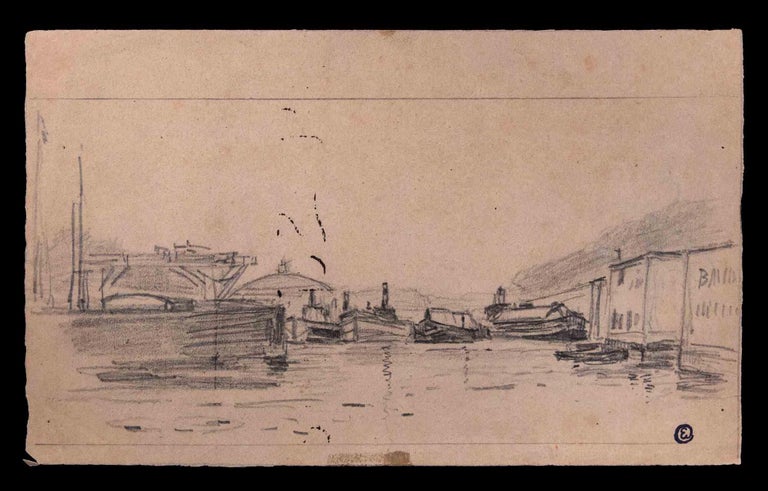 Edmond Cuisinier - The Port - Original Drawing by Edmond Cuisinier ...