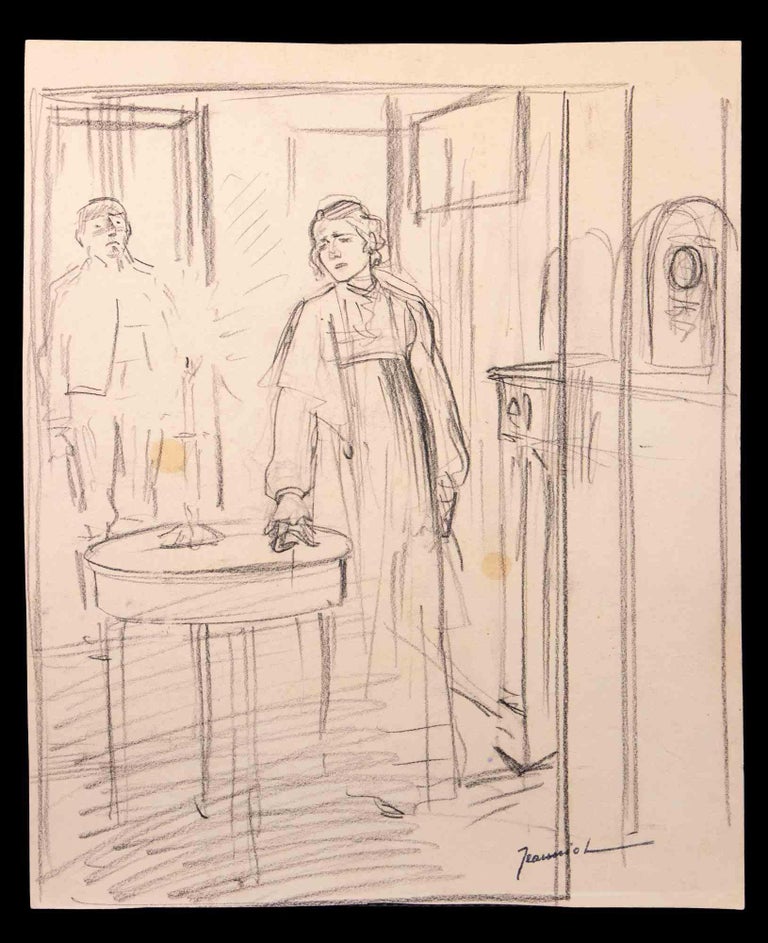 Pierre Georges Jeanniot - Figures - Drawing in pencil By Pierre Georges ...