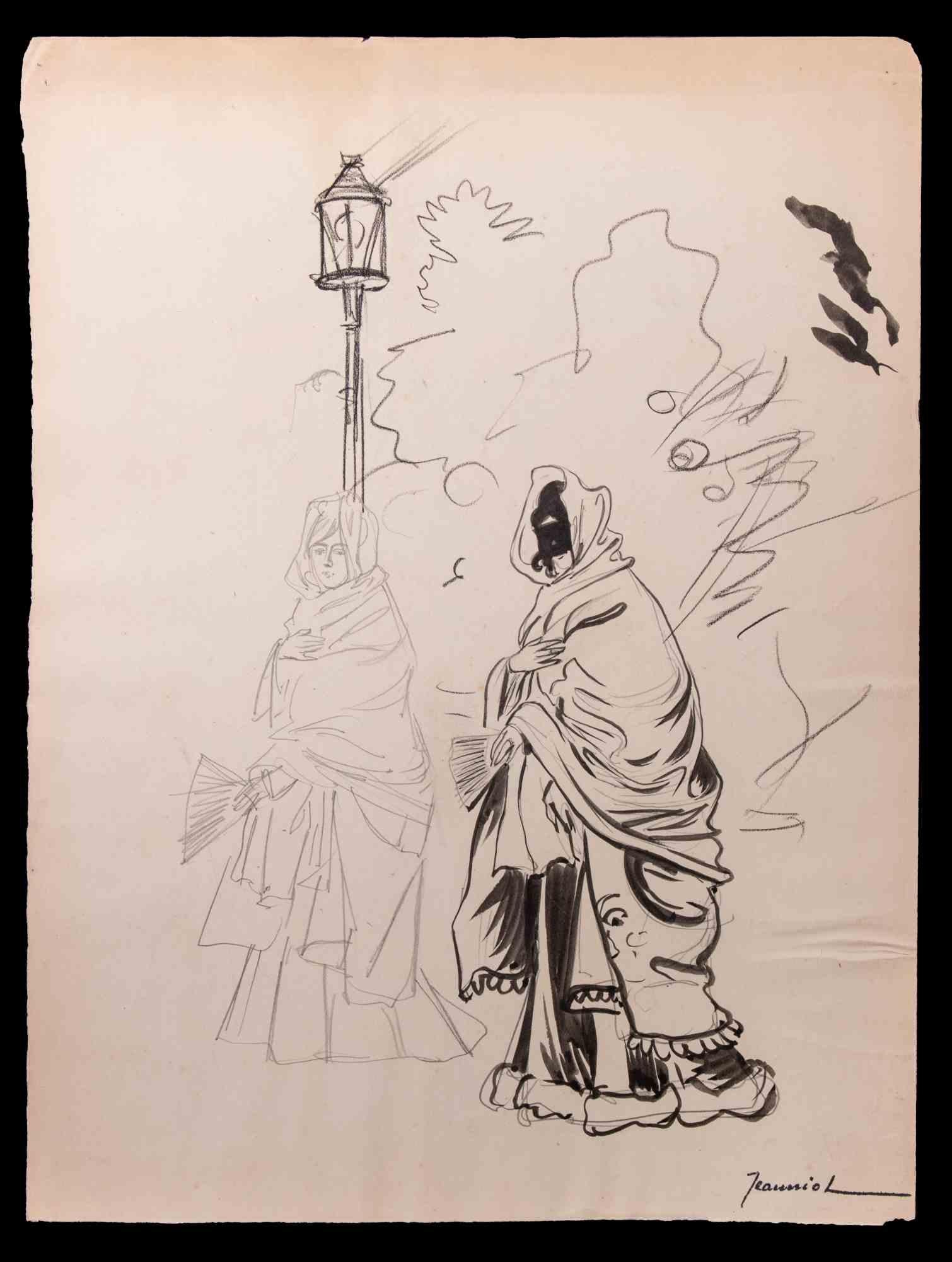Pierre Georges Jeanniot - Figures - Dessin au crayon par Pierre Georges ...
