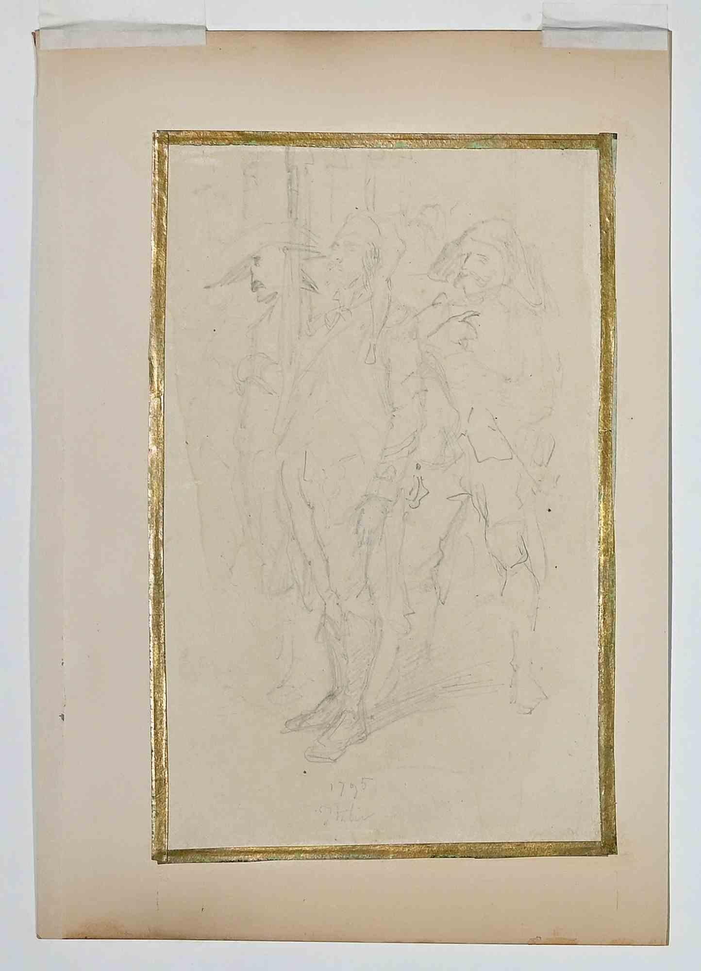 Jules David - Figures - Original Drawing on Paper by Jules David - 19th ...