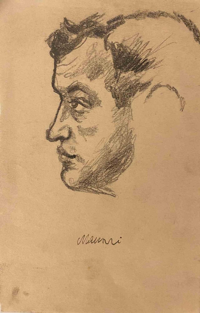 Mino Maccari - Profile - Original Drawing by Mino Maccari - Mid-20th ...