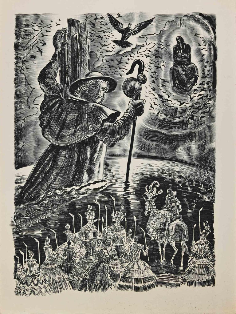 Albert Decaris - Moïse et Israël Dessin d'Albert Decaris Milieu du 20e ...