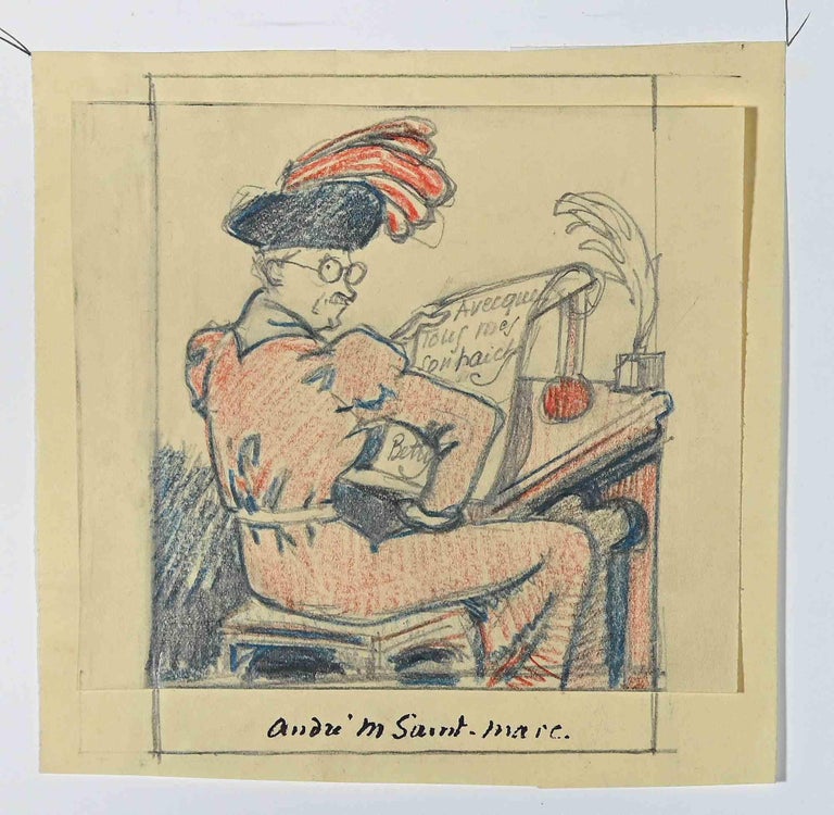 André Meaux Saint-Marc - Writer - Original Pencil Drawing by André ...