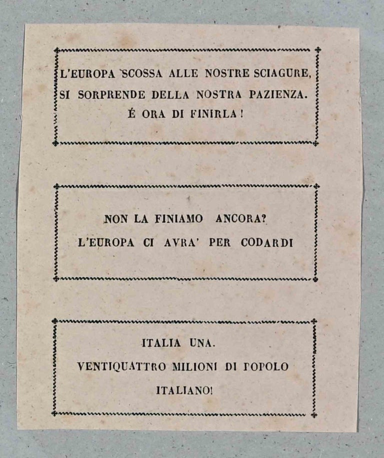 Unknown - Ancient Flyer "Mazziniano" - Original document of Italian ...