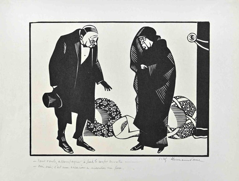 Hermann Paul - The Widow - Original Drawing by Hermann Paul - Early ...