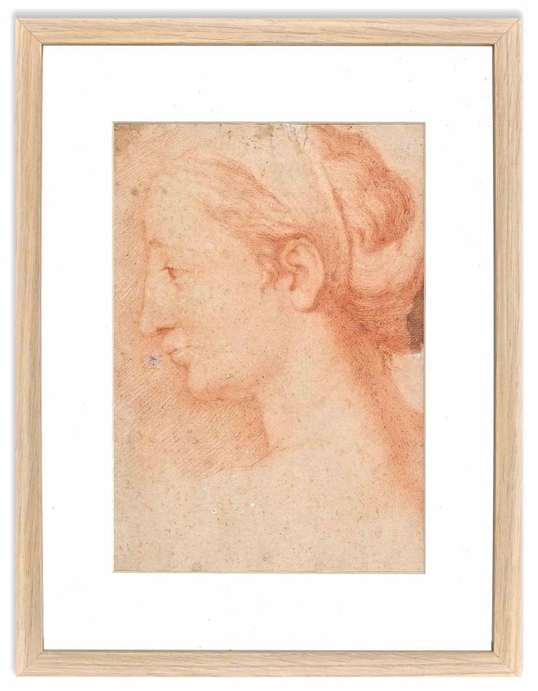 Unknown - Woman Portrait - Original Sanguine Drawing - 19th Century at ...