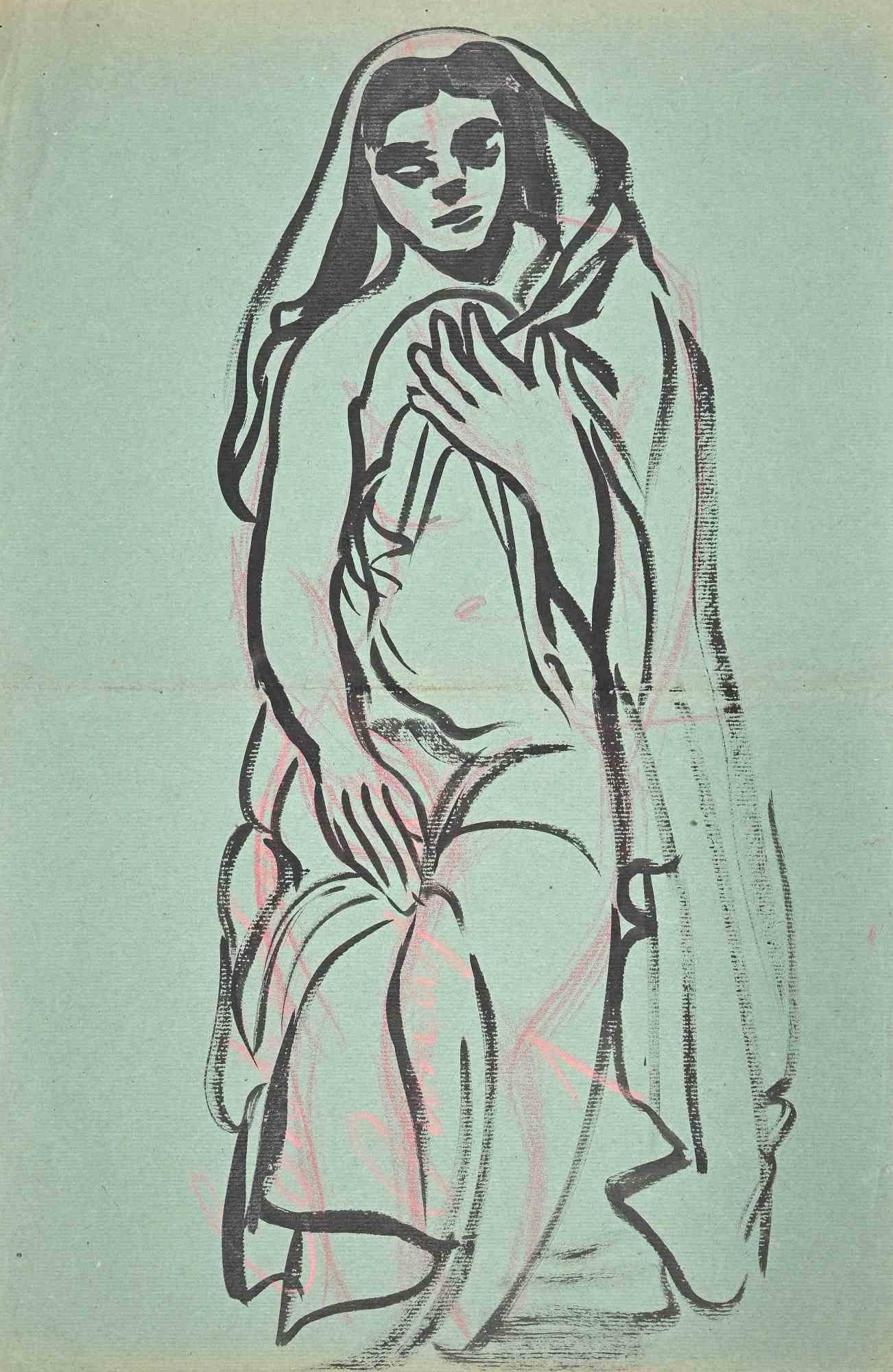 Jean Delpech Nude Original Watercolour By Jean Delpech Mid 20th Century For Sale At 1stdibs