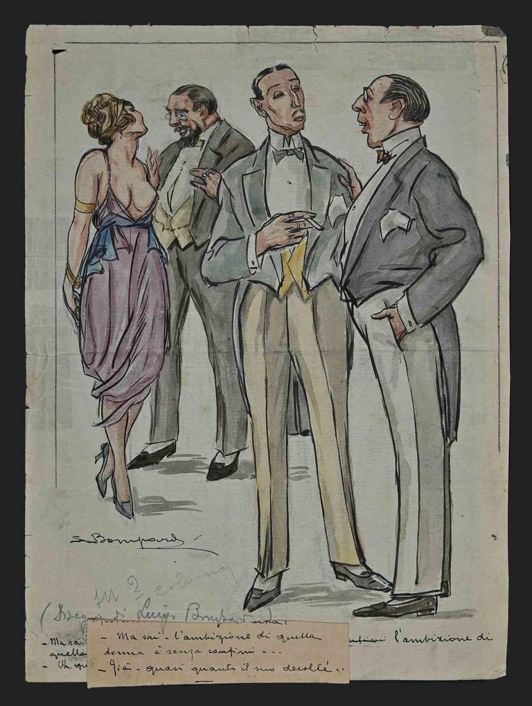 Luigi Bompard - Elite Discourse - Drawing by Luigi Bompard - 1920s For ...