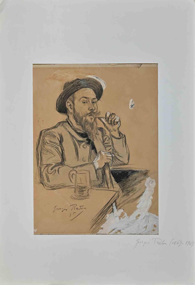 Georges Redon - Pipe Man - Drawing by G. Redon - 1895 For Sale at 1stDibs