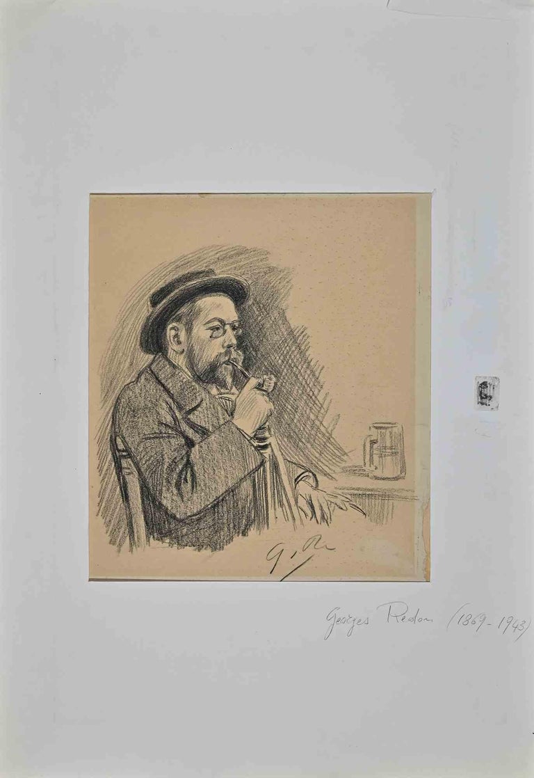 Georges Redon - Pipe Man - Drawing by G. Redon - 1895 For Sale at 1stDibs