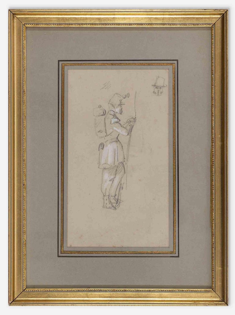 Edmond Dufeu - Soldier - Drawing by Jules Joseph Montjoye - 19th ...