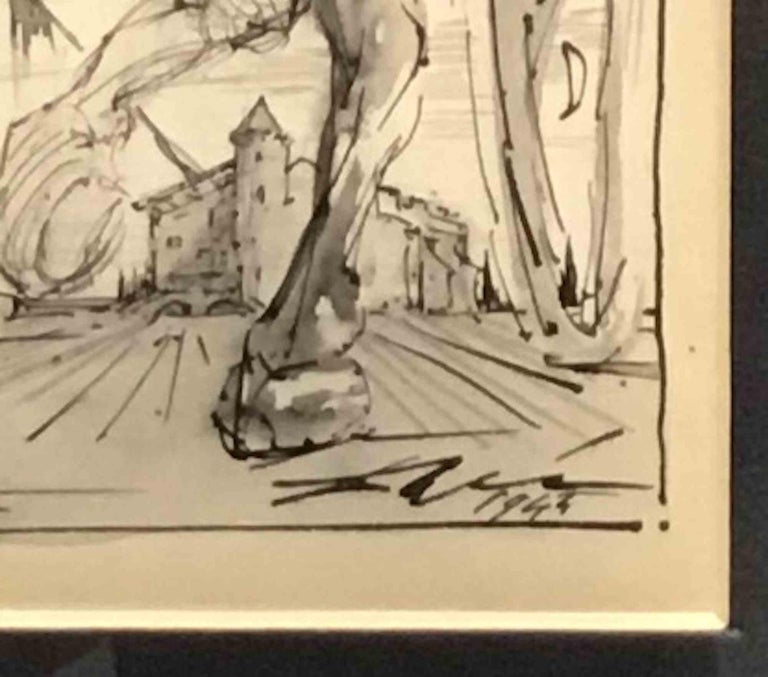 Salvador Dalí­ - Devant le Chteau - Dessin l'encre de Chine de Salvador Dal - 1945 En vente sur ...