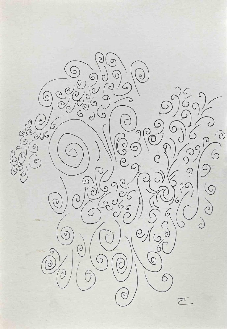 Michel Cadoret - Abstract Composition - China ink Drawing by Michel ...