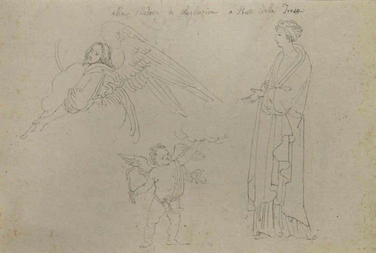 Unknown – Angels – Zeichnung – 1890er Jahre im Angebot bei 1stDibs