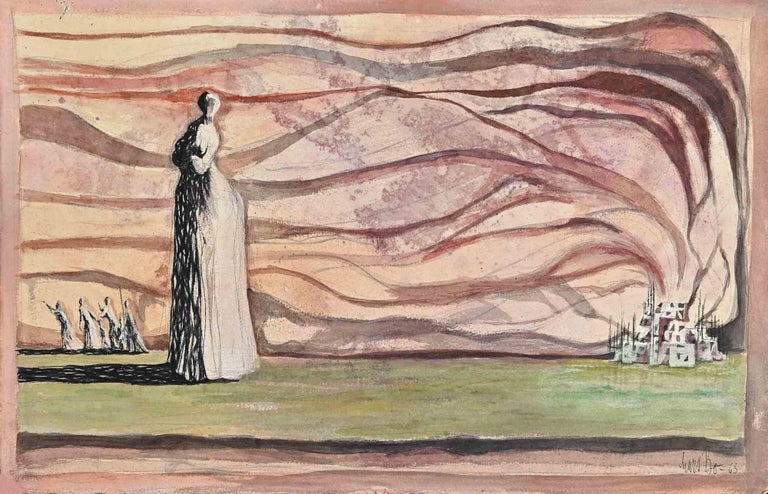 Lars Bo - Woman On The Wind - Ink and watercolor by Lars Bo - 1963 For ...