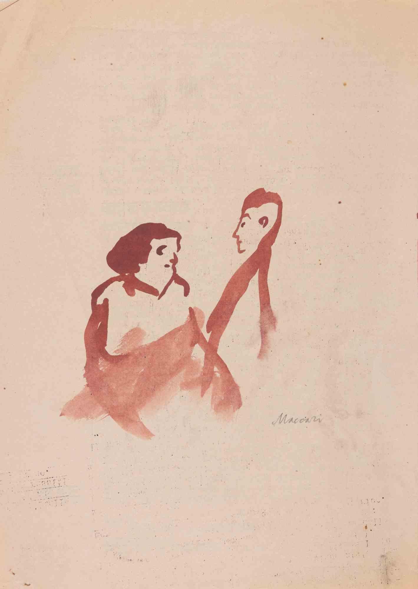 Mino Maccari - The Couple - Drawing by Mino Maccari - 1960s For Sale at ...