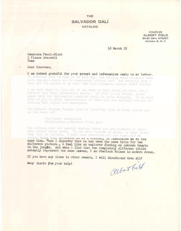 Albert Field - Cataloguing Dalì''s work For Sale at 1stDibs