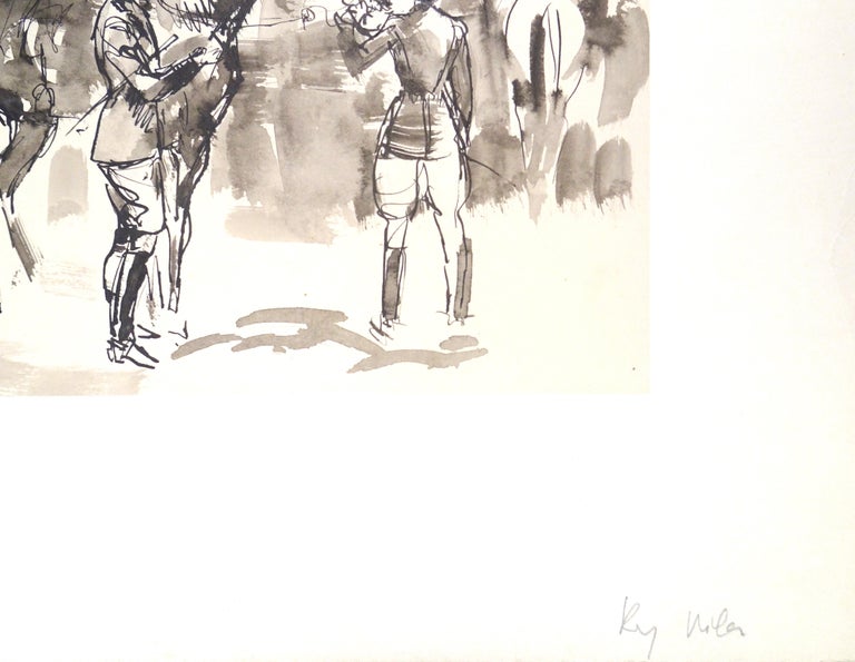 José Luis Rey Vila - Horse and Horseman - Original Ink and Watercolor ...