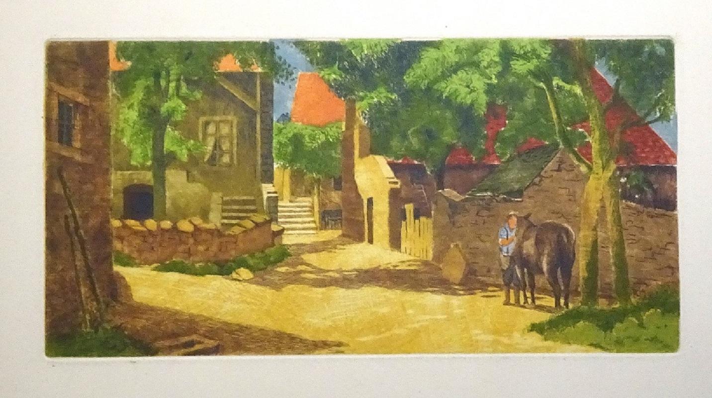 Eugene Corneau - French Village - Original Etching and Drypoint by ...