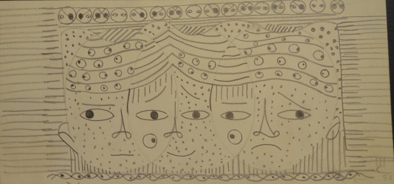 Michel Cadoret - Melting Faces - Original Pencil on Paper by Michel ...