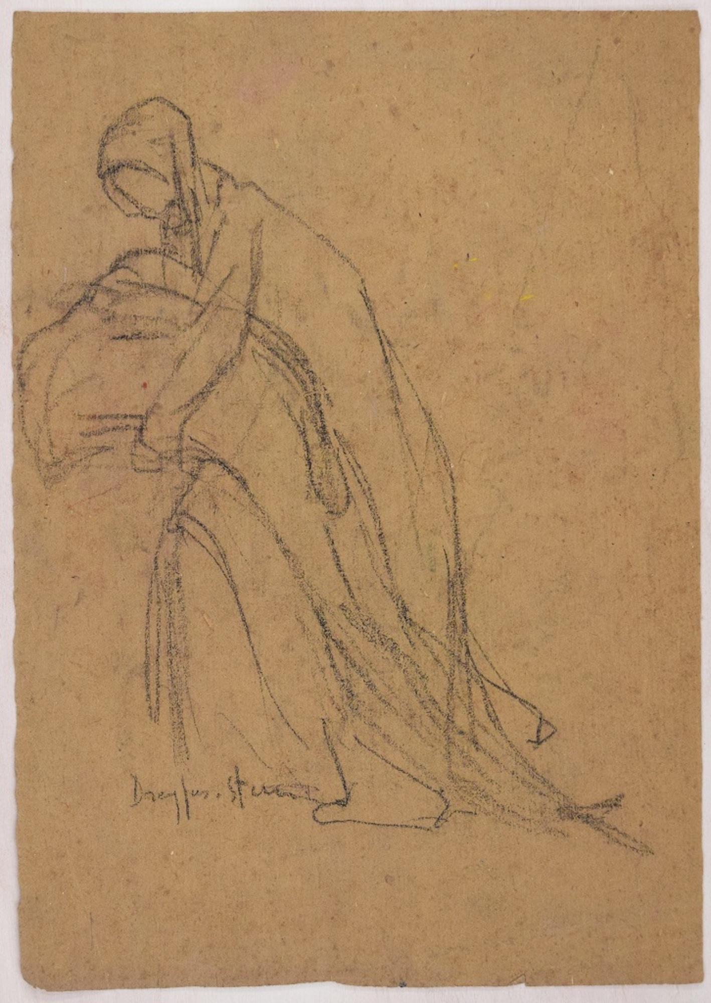 Jean Dreyfus-Stern - Sketch of Figures for a Portrait Original Charcoal ...