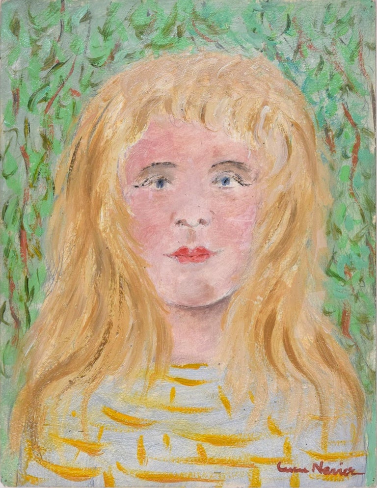 Lucie Navier - Young Blonde Girl - Original Oil on Cardboard by Lucie ...