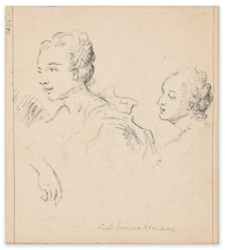 Unknown - Male Portrait/Study for Female Portrait - Charcoal and Pastel ...