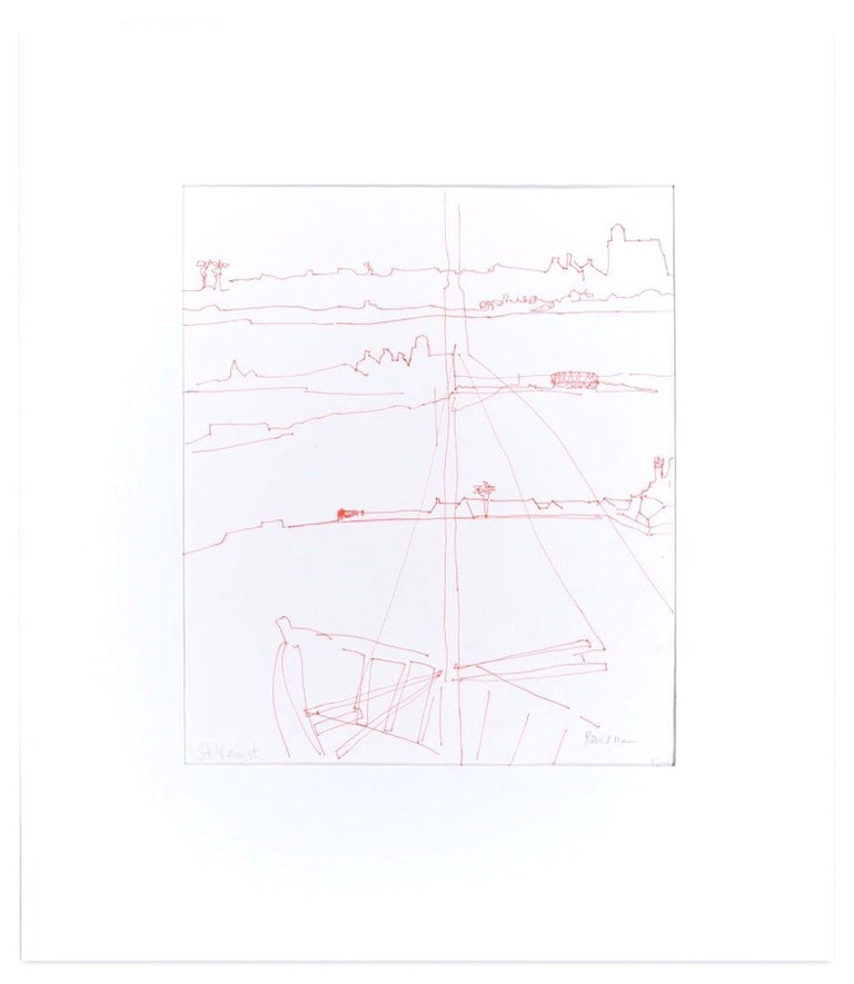 Unknown - Ship - Red Pen Drawing on Paper - Mid 20th Century For Sale ...