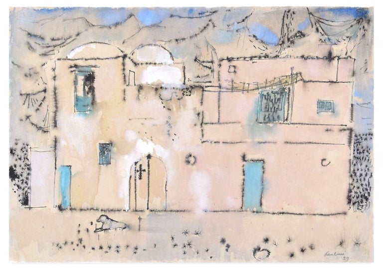 Enrico Paulucci - Town - China Ink and Watercolor - 1959 For Sale at ...