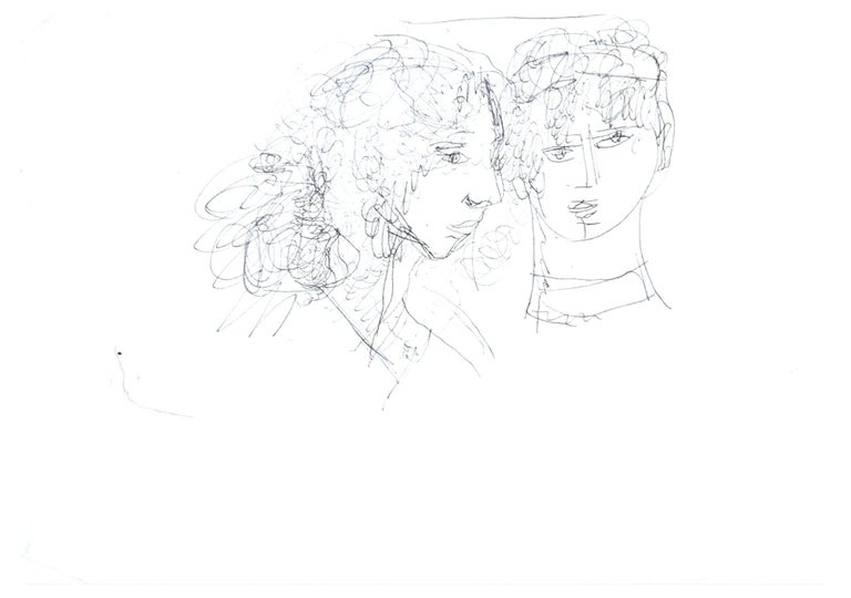 Jeanne Daour - Two Portraits - Original Pen Drawing by Jeanne Daour ...