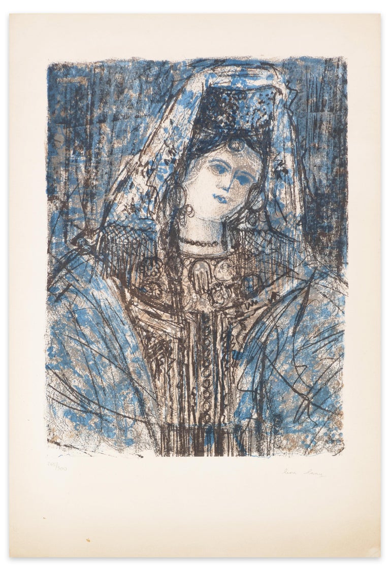 Léon Lang - Woman With Headdress - Lithograph by Léon Lang - 1970s For ...