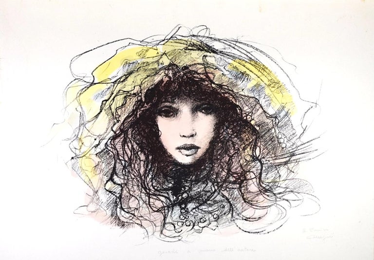 Bruno Emiro Callegari - Face of Woman - Lithograph by B.E. Callegari ...