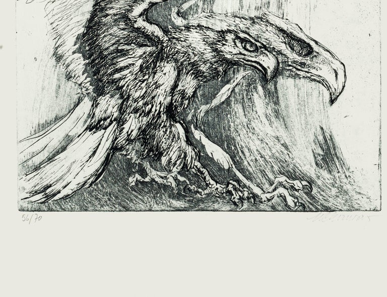 Marcel Chirnoaga - Eagles - Original Etching by M. Chirnoaga - Late ...