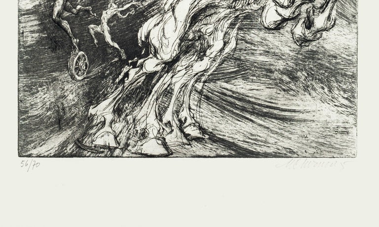 Marcel Chirnoaga - Winged Horse - Original Etching by M. Chirnoaga ...