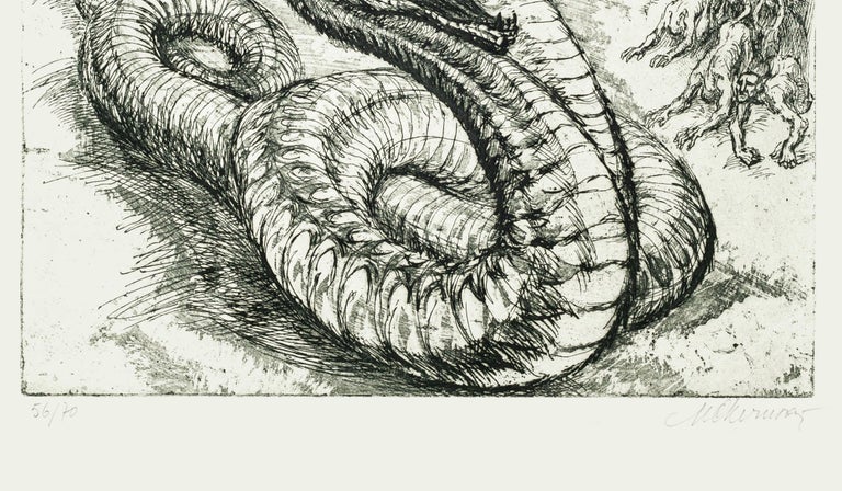 Marcel Chirnoaga - Serpent - Etching by M. Chirnoaga - Late 20th ...