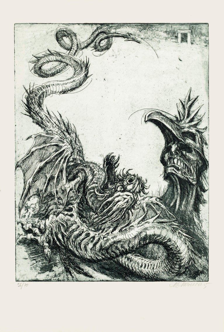 Marcel Chirnoaga - Hydra - Original Etching by M. Chirnoaga - Late 20th ...