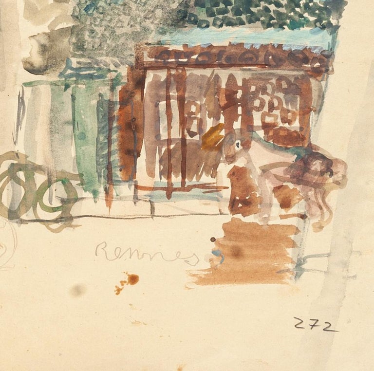 Jeanne Daour - View of Rennes - Original Watercolor Drawing by Jeanne ...