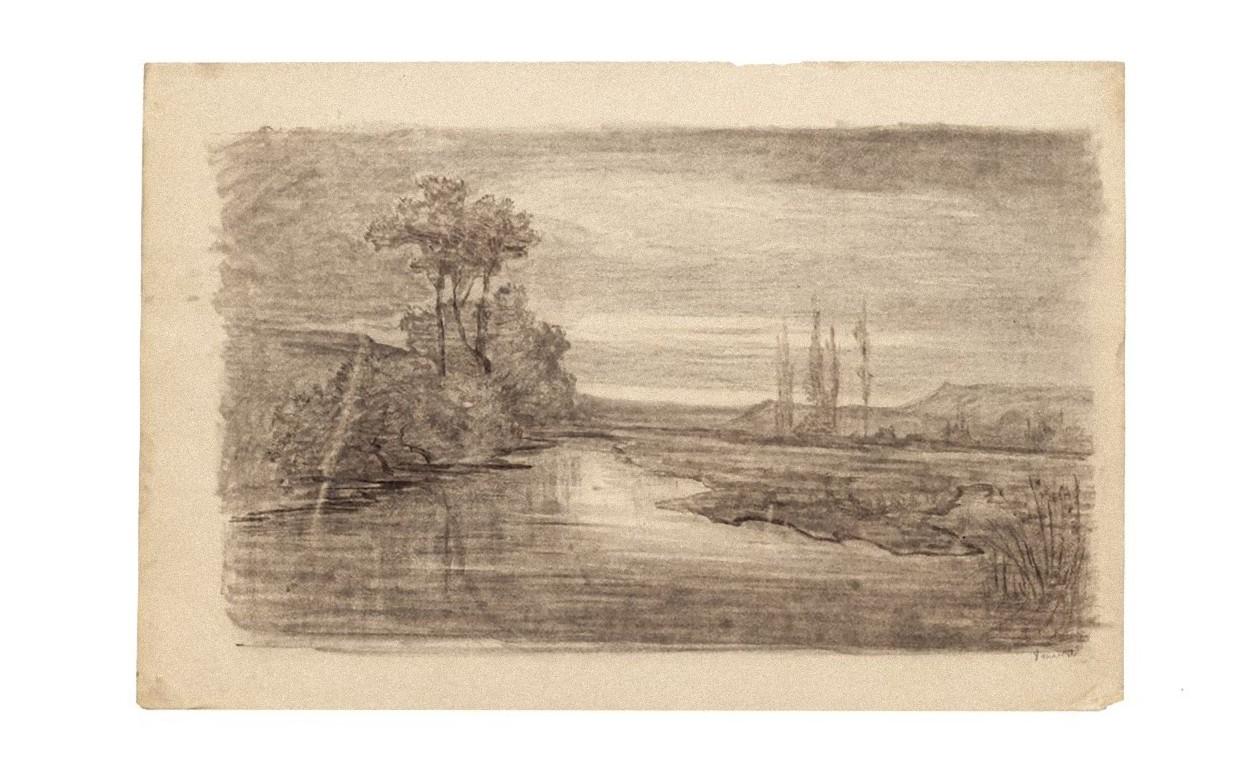Unknown - German Pencil Landscape - The Country Road Less Traveled at ...