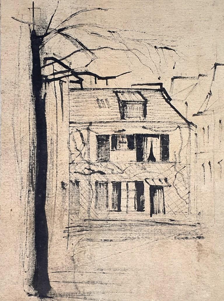 Unknown - Village - Original China Ink on Paper - 20th Century For Sale ...