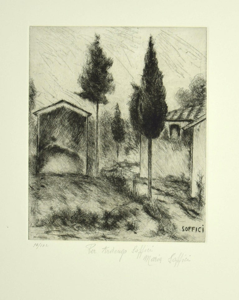 Ardengo Soffici - Poggio a Caiano - Etching and Drypoint by A. Soffici ...