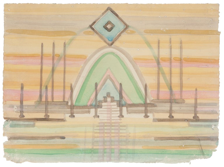 Jean Delpech - Surrealistic Interior - Original Watercolor on Paper by ...