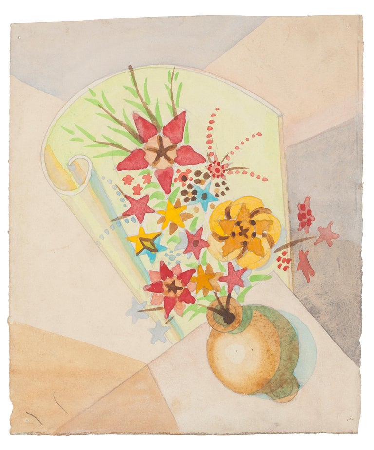 Jean Delpech - Flower Vase - Original Watercolour on Paper by Jean ...