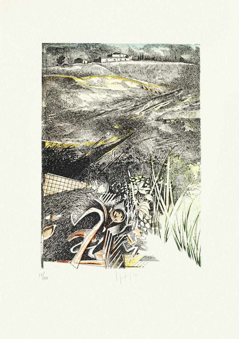 Mario Logli - Landscape - Etching on Paper by Mario Logli - 20th ...