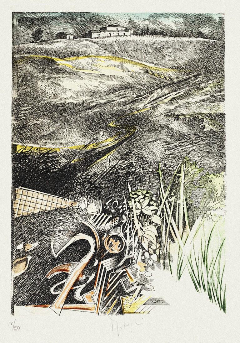 Mario Logli - Landscape - Etching on Paper by Mario Logli - 20th ...