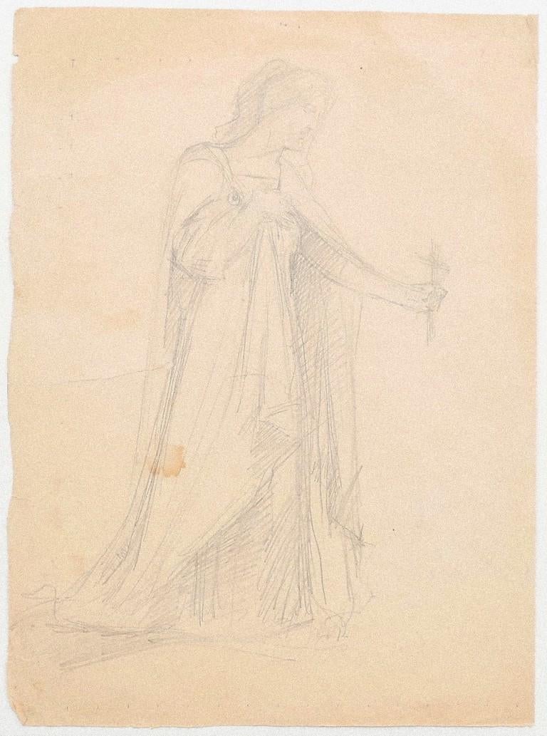 Unknown - Figure - Pencil on Paper - 19th Century For Sale at 1stDibs