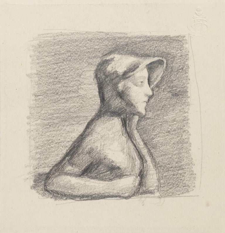 Unknown - Girl Posing - Original Pencil Drawing - 20th Century For Sale ...