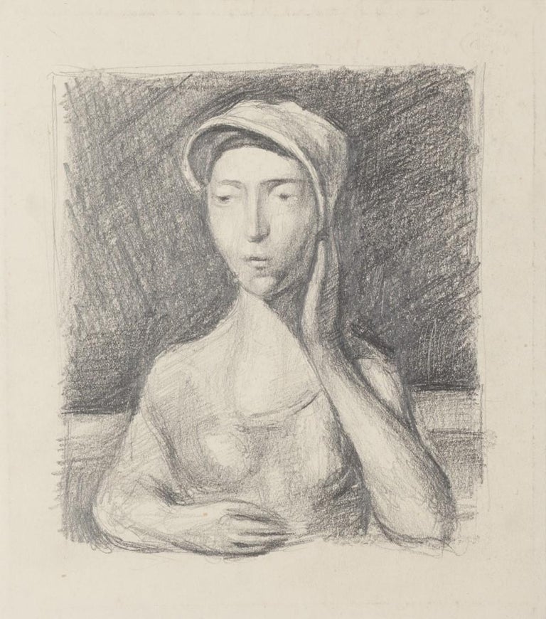 Unknown - Girl Posing - Original Pencil Drawing - 20th Century For Sale ...