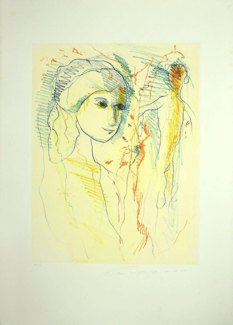 Ernesto Treccani. - Figure - Lithograph by Ernesto Treccani - 1970s For ...