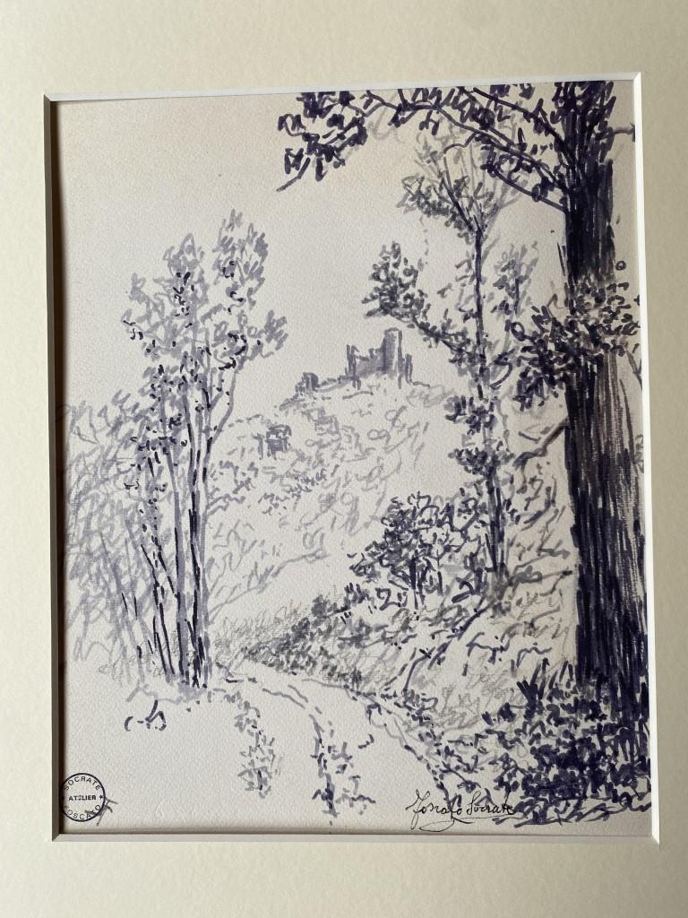 Socrate Foscato - Landscape - Original Ink Drawing by Socrate Foscato ...
